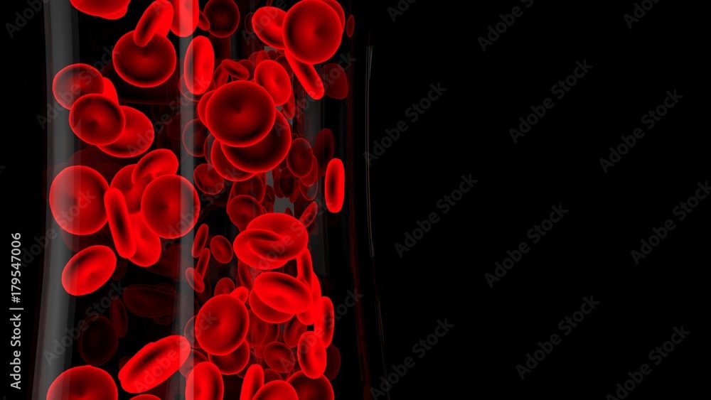 Red blood cell in transparent glass on black background. Stock ...