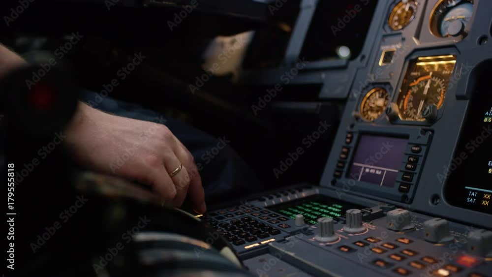 Vídeo do Stock: Panel of switches on an aircraft flight deck. Autopilot ...