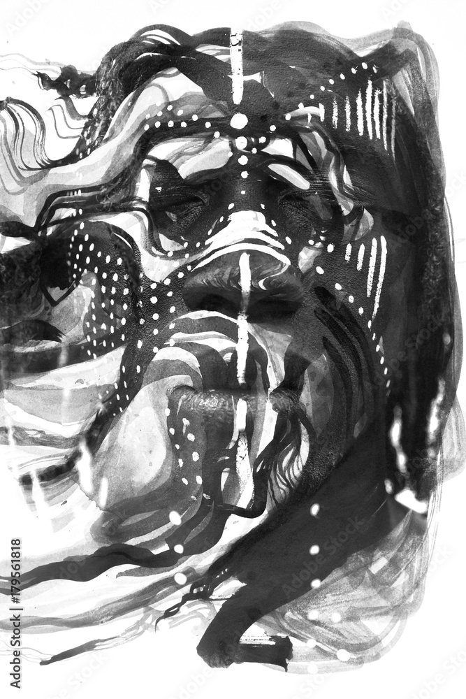 Paintography. Expressive African man combined with dramatic double ...