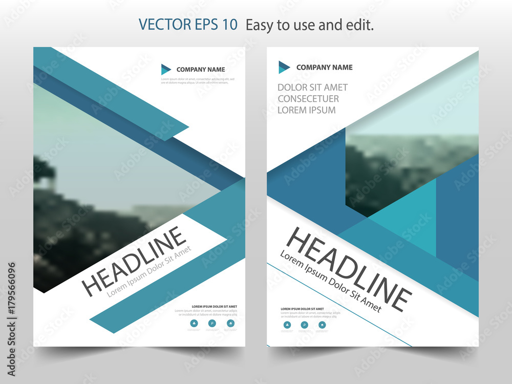 Blue Triangle Vector business proposal Leaflet Brochure Flyer template ...
