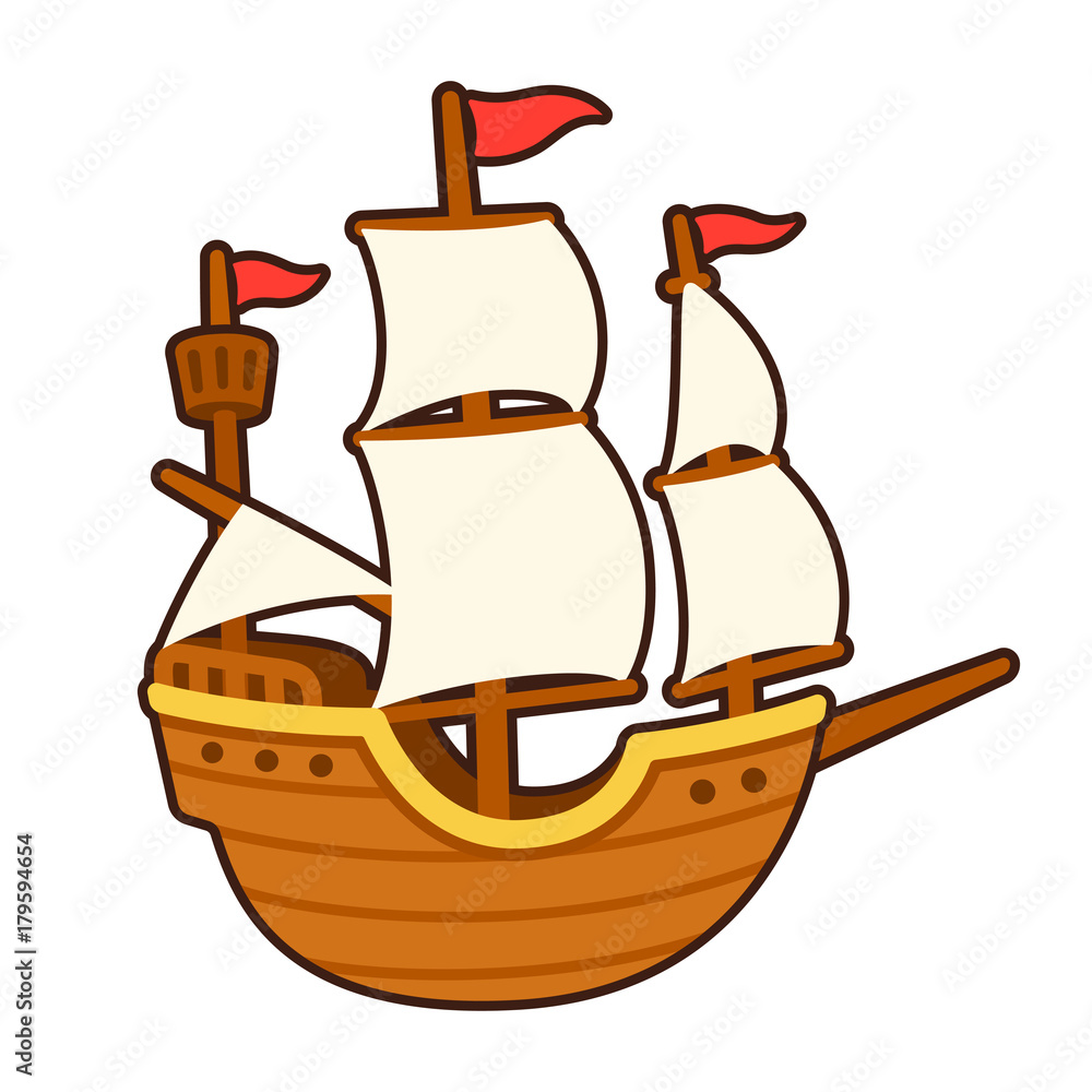 Cartoon sailing ship Stock 벡터 | Adobe Stock
