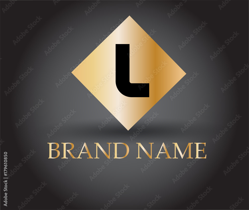 Vector graphic golden L square symbol Stock Vector | Adobe Stock