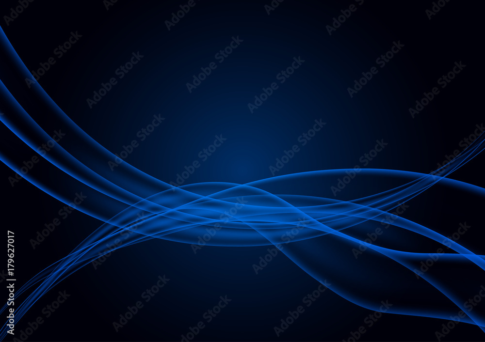 Transparent wavy blue lines on black background vector Stock Vector ...