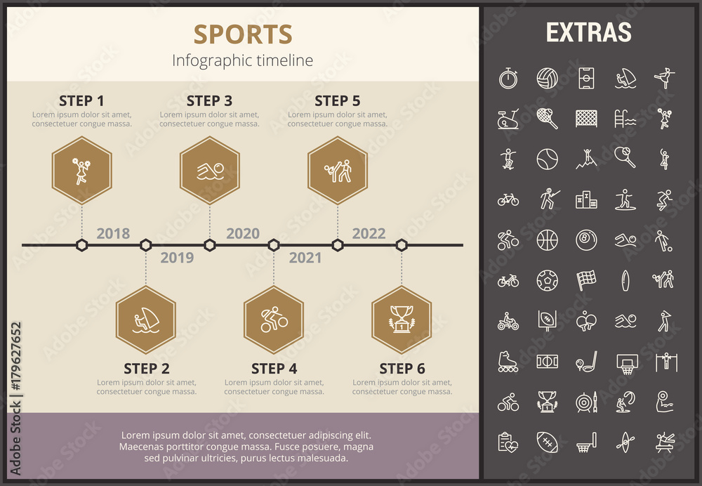 Sports infographic timeline template, elements and icons. Infograph ...