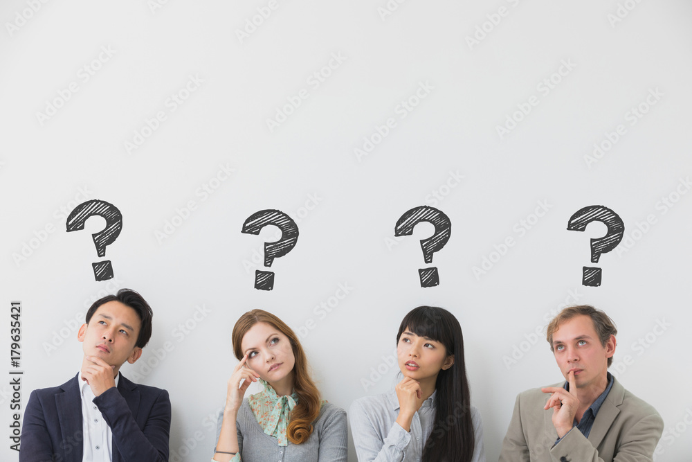 Group of people having questions. Stock Photo | Adobe Stock