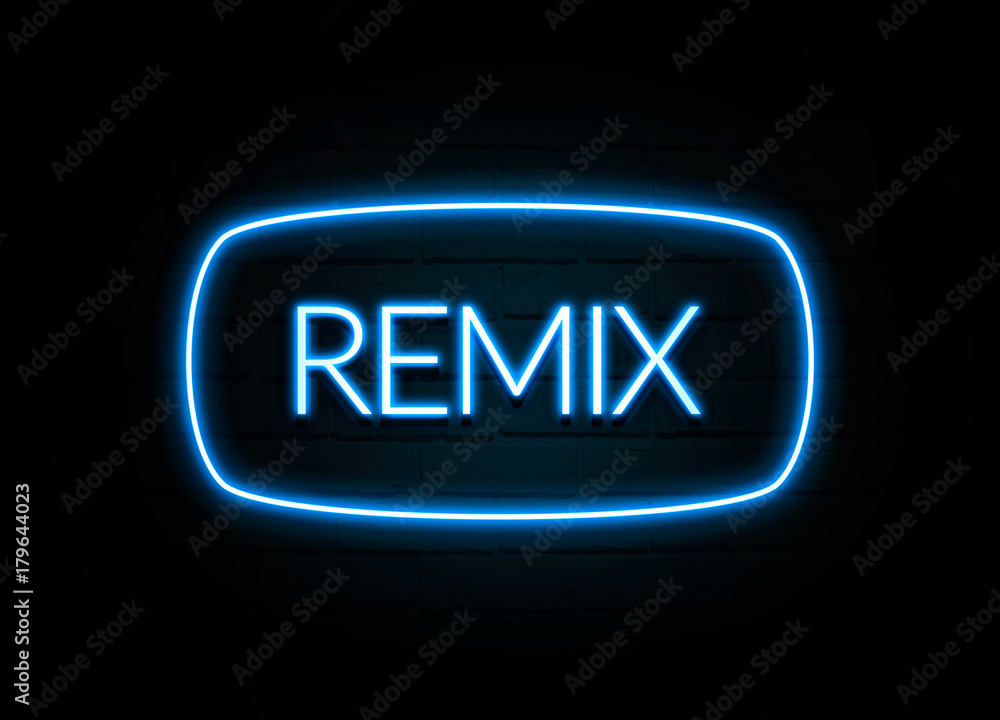 Remix - colorful Neon Sign on brickwall Stock Photo | Adobe Stock