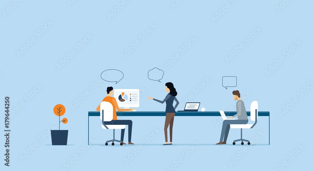 group business team meeting and working concept .flat cartoon character ...