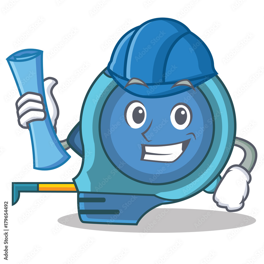 Architect tape measure character cartoon Stock Vector | Adobe Stock
