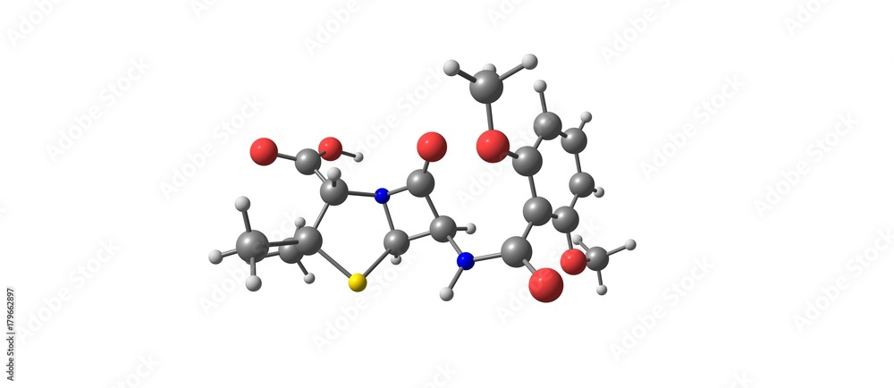Meticillin molecular structure isolated on white Stock Illustration ...