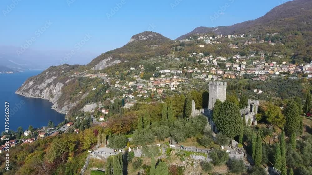 Varenna, castle of Vezio. Touristic attraction on lake of Como in Italy ...