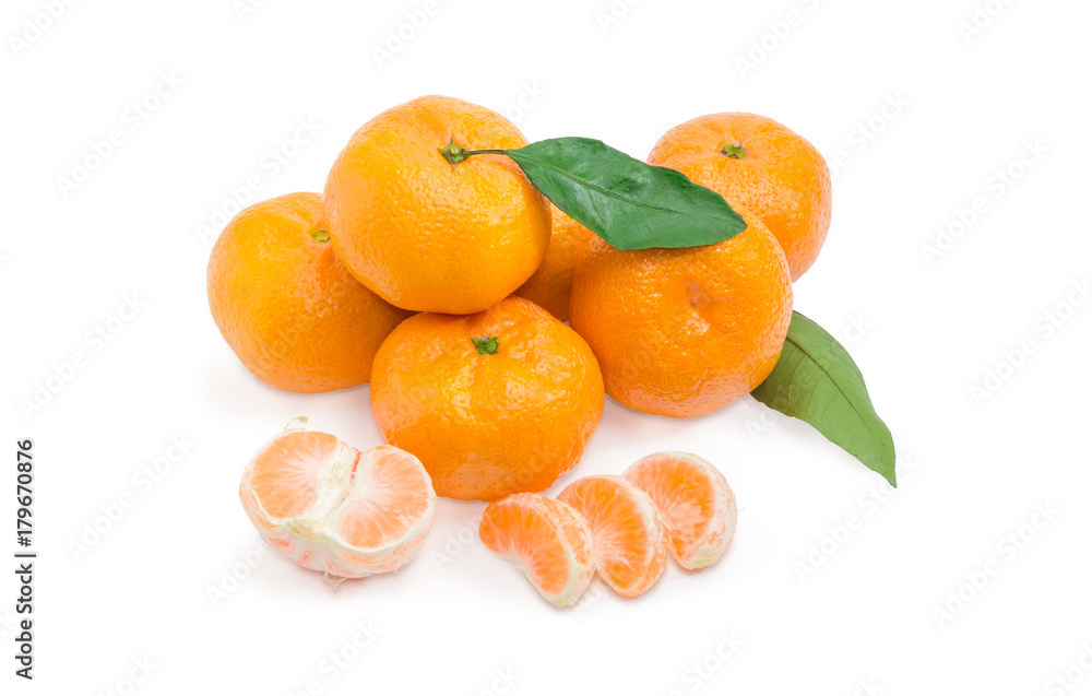Pile of mandarin oranges and peeled mandarin orange Stock Photo | Adobe ...