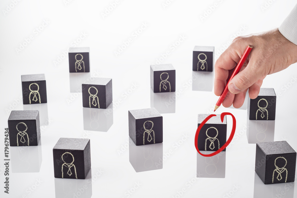 Selection and analysis candidate on work, handwritten notes in red ...