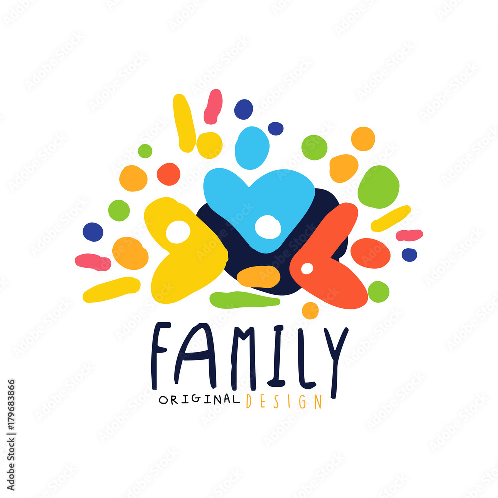 Abstract colorful family logo design template Stock Vector | Adobe Stock