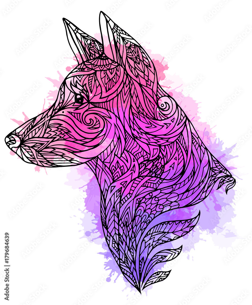 Tribal Dog Head Tattoo
