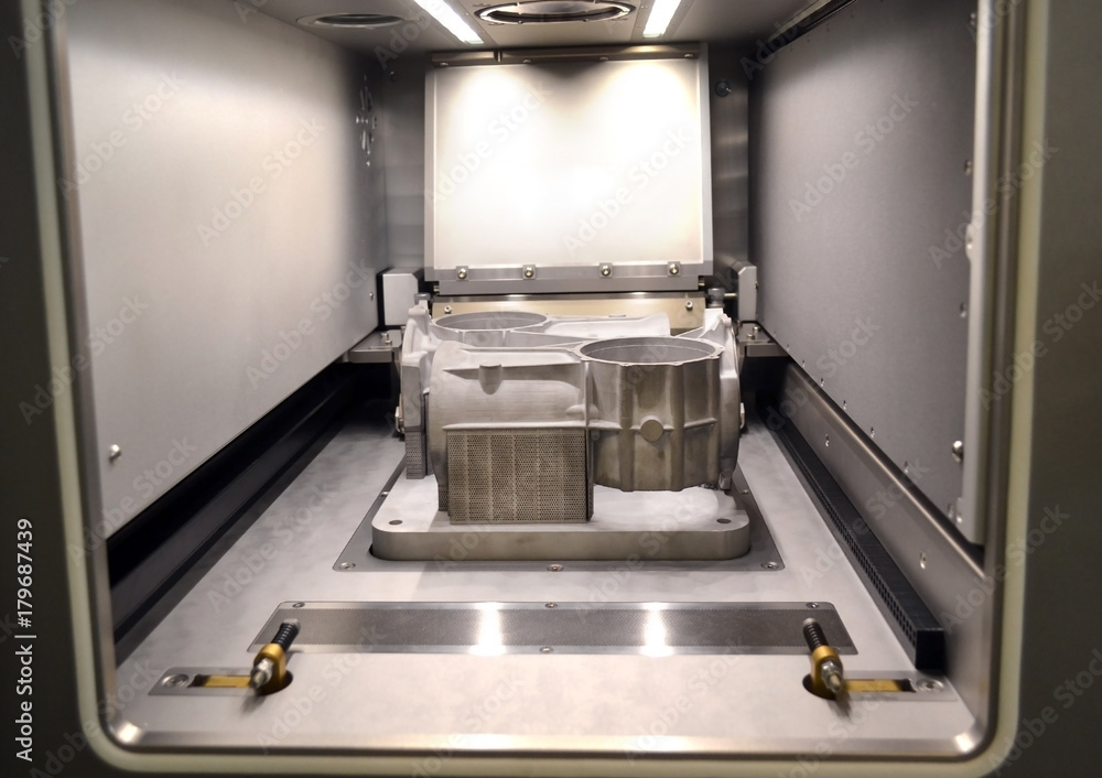 Model with supports created in laser sintering machine stays in working ...