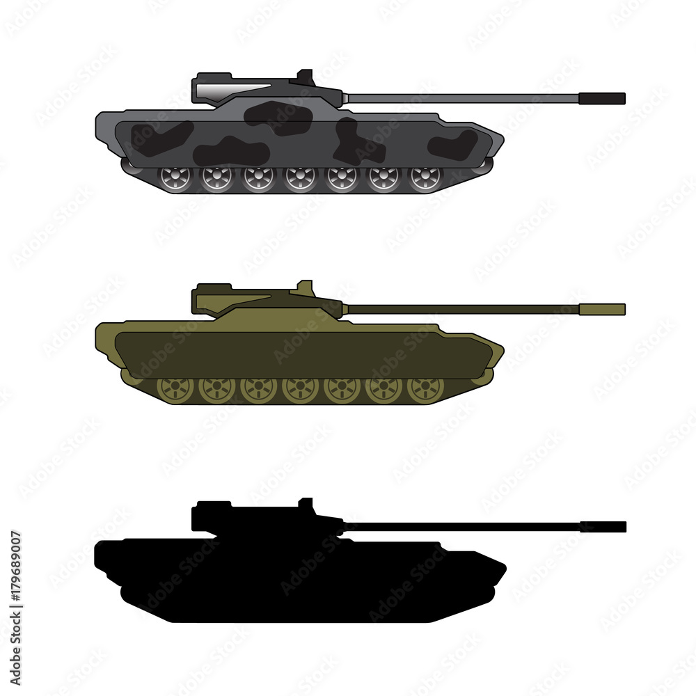 Military concept. Heavy equipment. Armored Corps. Set of detailed ...