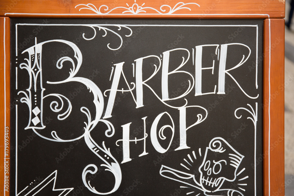 aged and worn vintage barber shop sign Old fashioned vintage barber ...