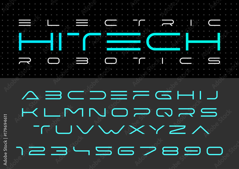 Futuristic vector Font design Digital Virtual Reality Technology Stock ...