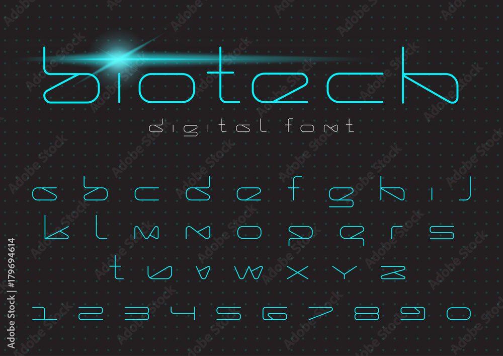 Futuristic vector Font. Digital Virtual Reality Technology Stock Vector ...