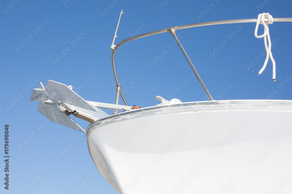 the front of a modern boat, hull and anchor Stock Photo | Adobe Stock