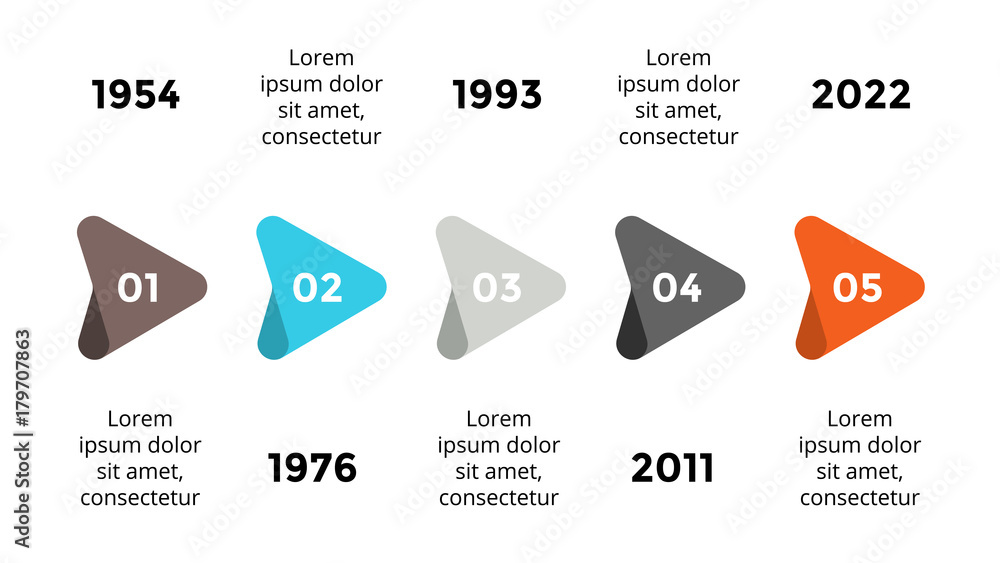 Vector arrows triangles timeline infographic, diagram chart, graph ...