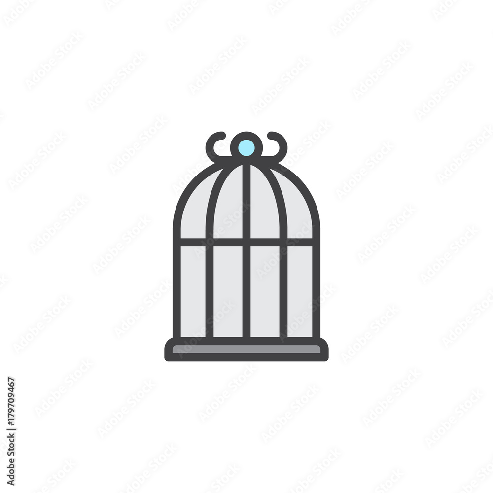 Bird cage filled outline icon, line vector sign, linear colorful ...