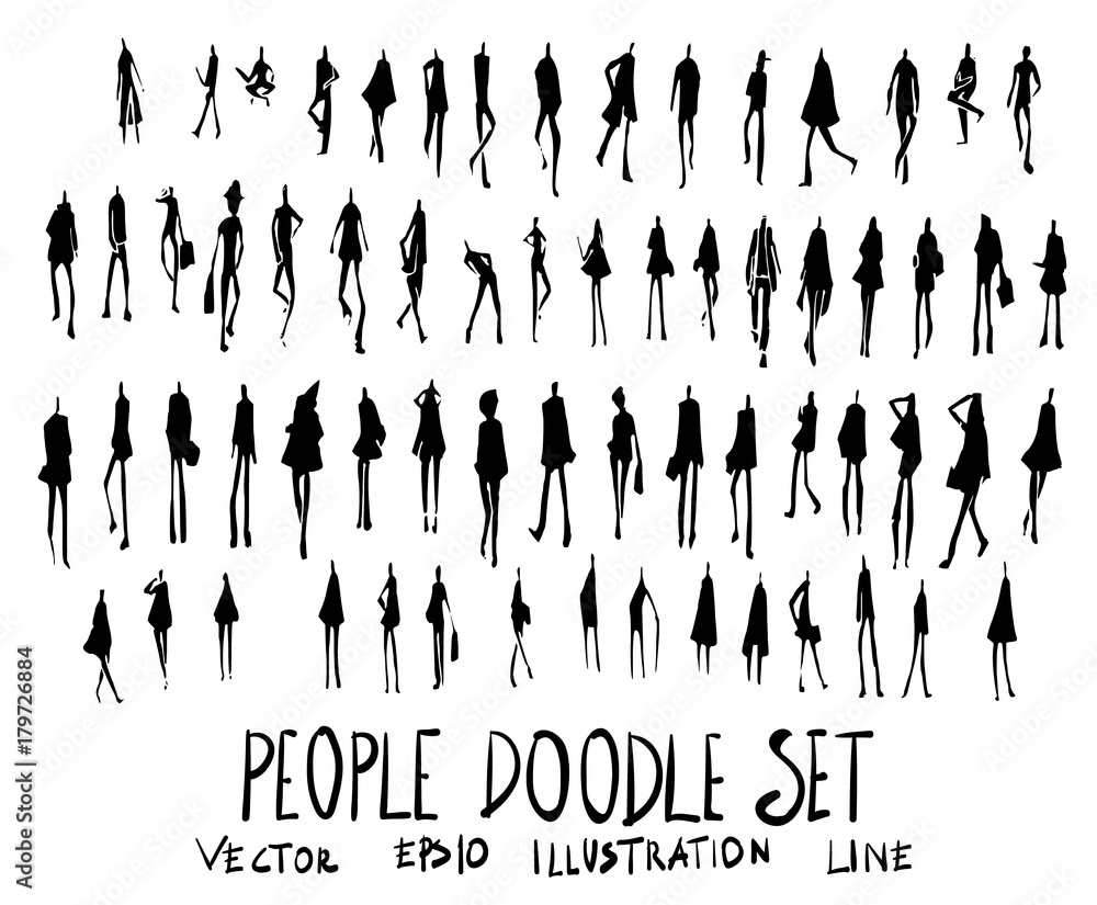 Set of People illustration Hand drawn doodle Sketch line vector eps10 ...