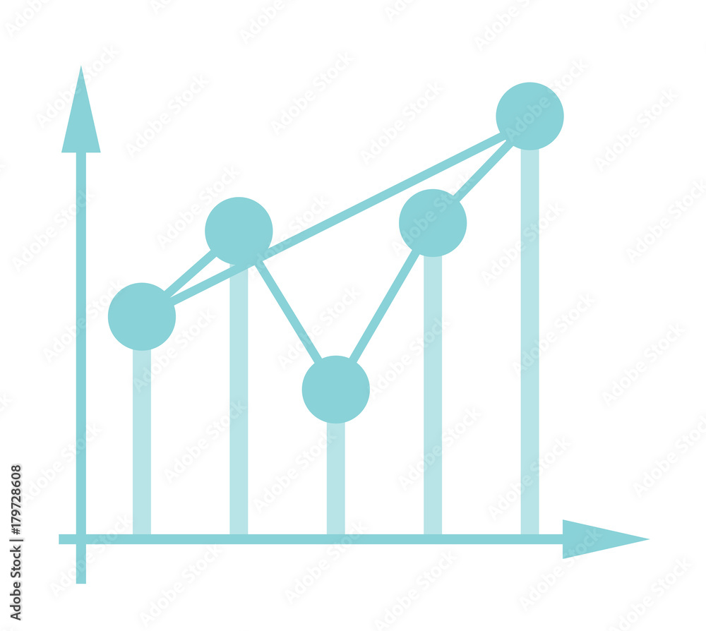 Fluctuating business chart in coordinate system vector cartoon ...