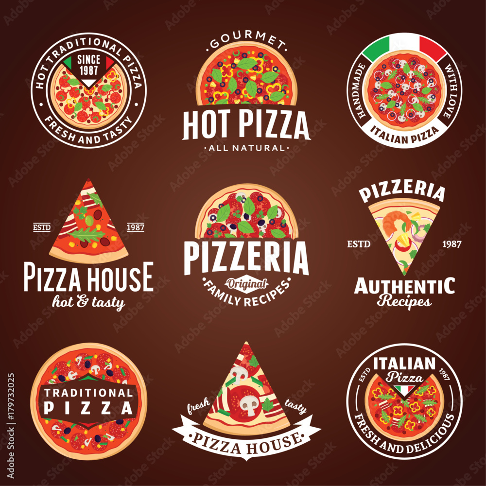 Vector pizza logo collection Stock Vector | Adobe Stock