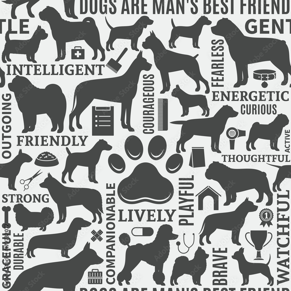 Vector dogs seamless pattern or background Stock Vector | Adobe Stock