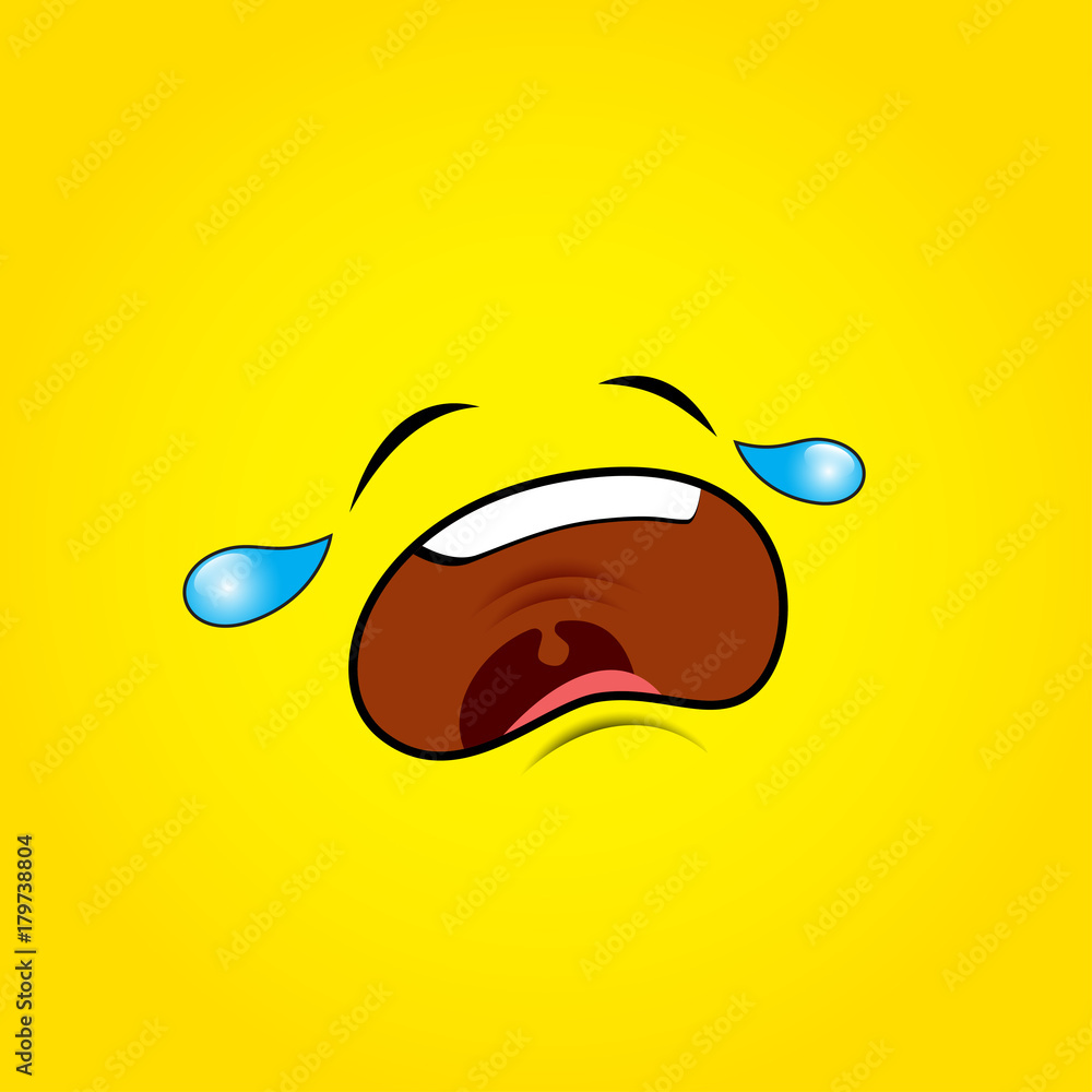 Crying sad emoticon face on yellow background Stock Vector | Adobe Stock