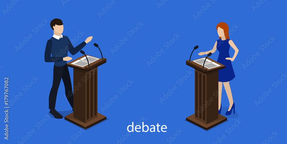 Isometric 3D vector illustration debates and voting in elections Stock ...