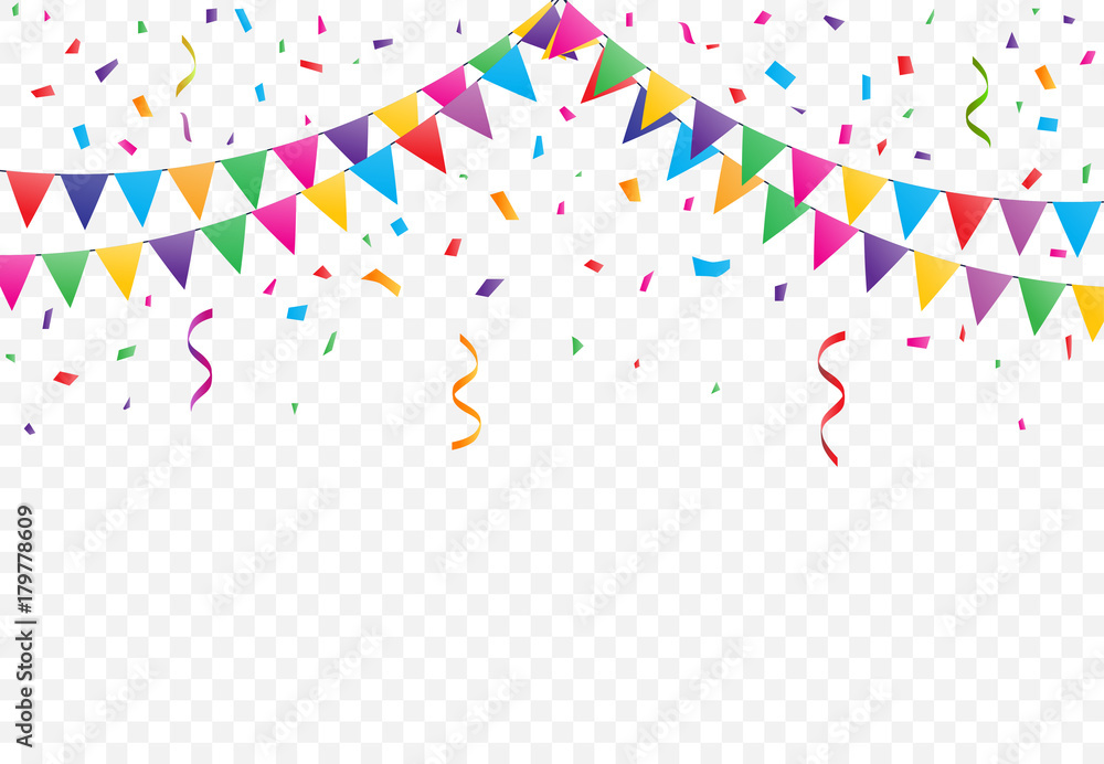 Party flags with Confetti vector Stock Vector | Adobe Stock