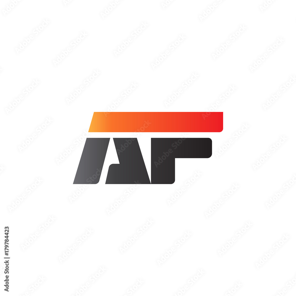 Initial letter AF, straight linked line bold logo, gradient fire red ...