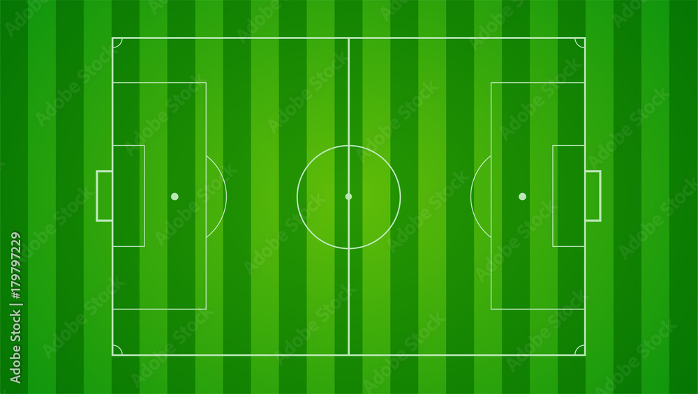 European football, soccer field on horizontal background. Field with ...