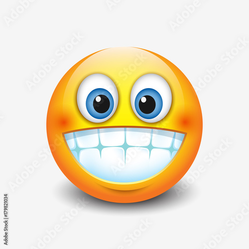 Cute smiling, grinning emoticon showing teeth, emoji Stock Vector ...
