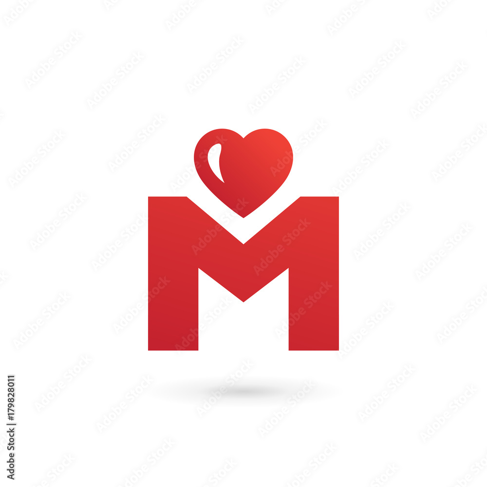 Letter M heart logo icon design template elements Stock Vector | Adobe ...