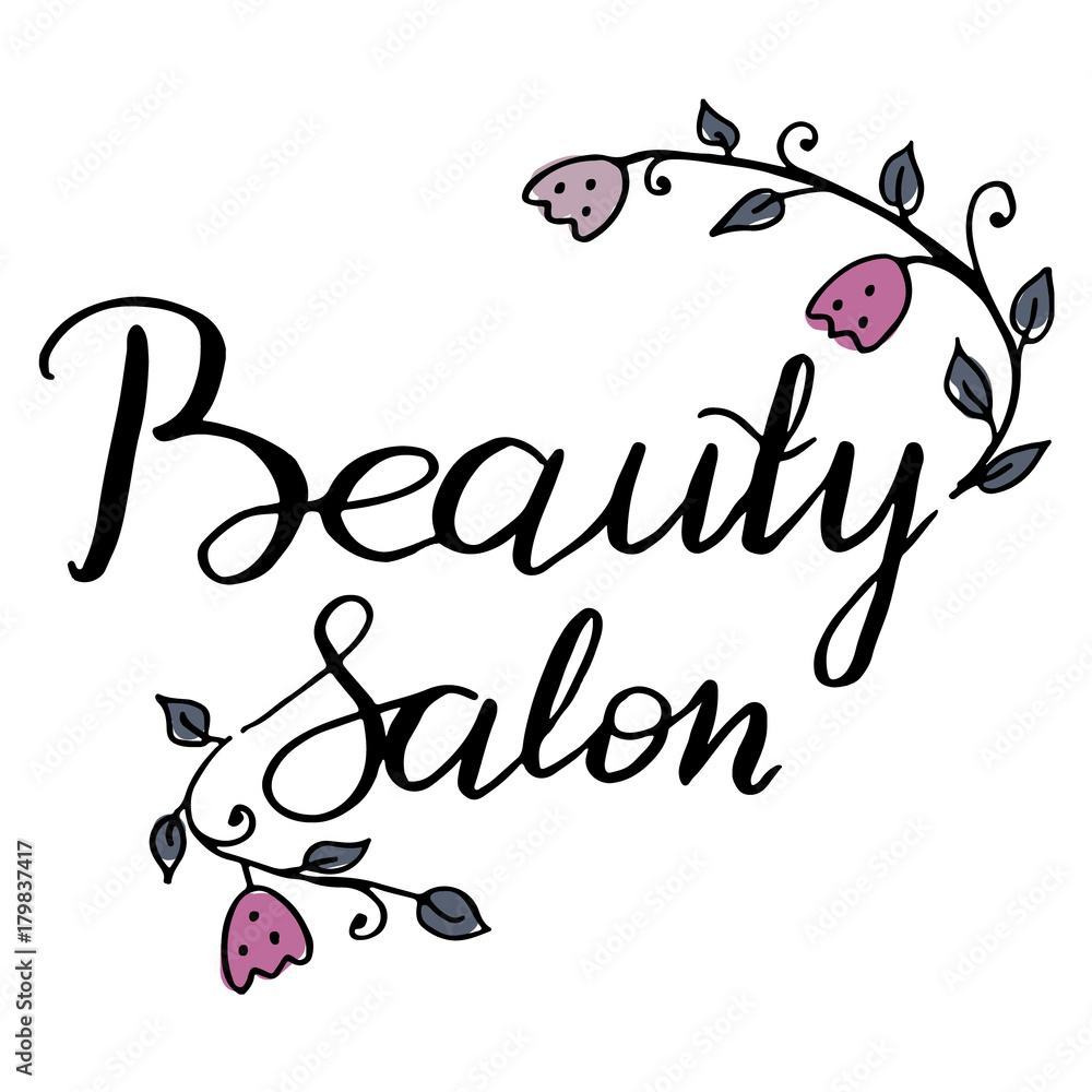Vector Hand written logo beauty salon decals, label, badge or emblem ...