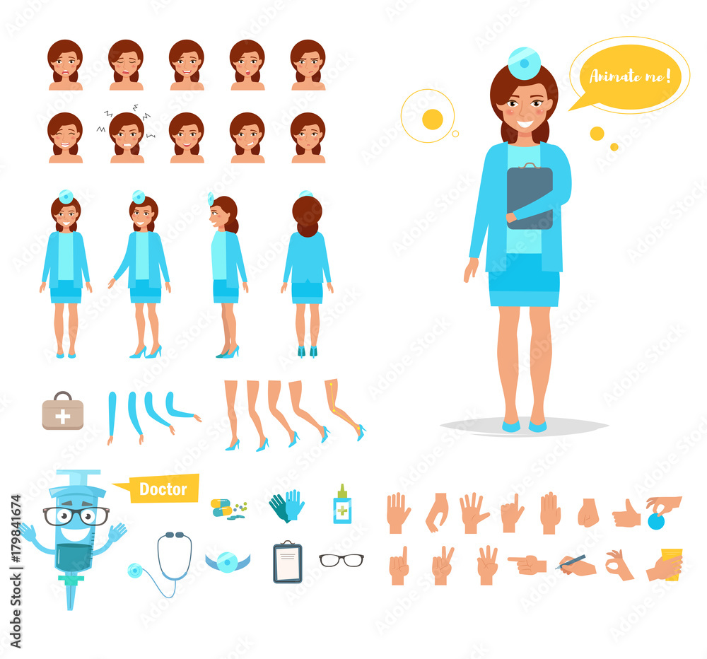 Doctor woman for animation. Stock Vector | Adobe Stock