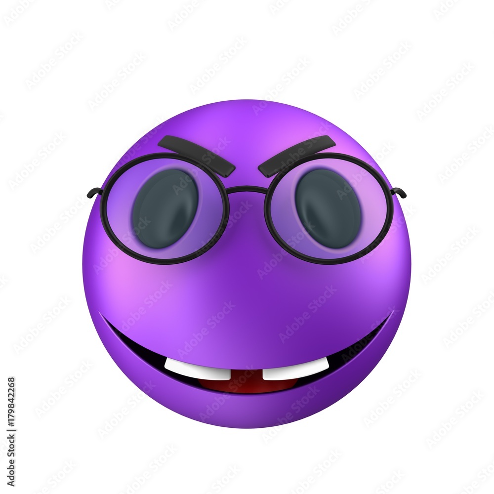 3d violet emoticon smile Stock Illustration | Adobe Stock