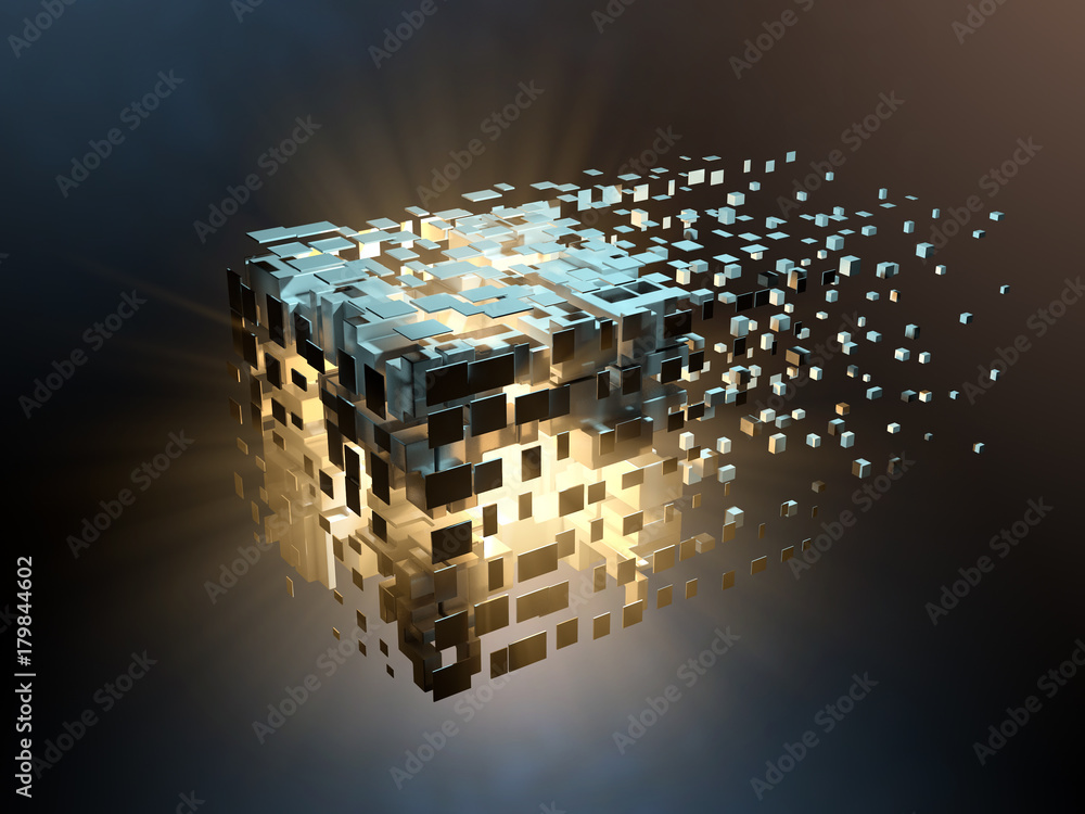 Fragmented cube Stock Illustration | Adobe Stock