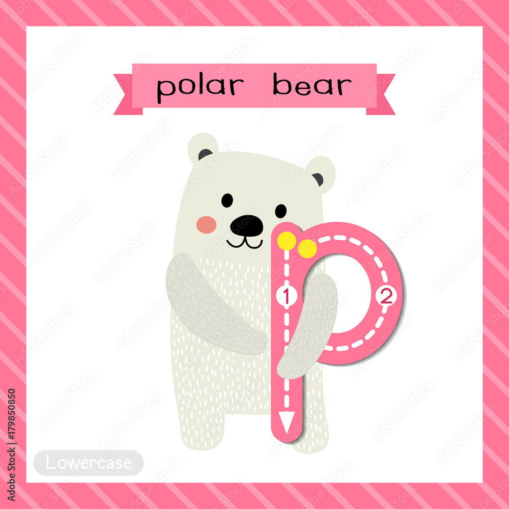 Letter P lowercase cute children colorful zoo and animals ABC alphabet ...