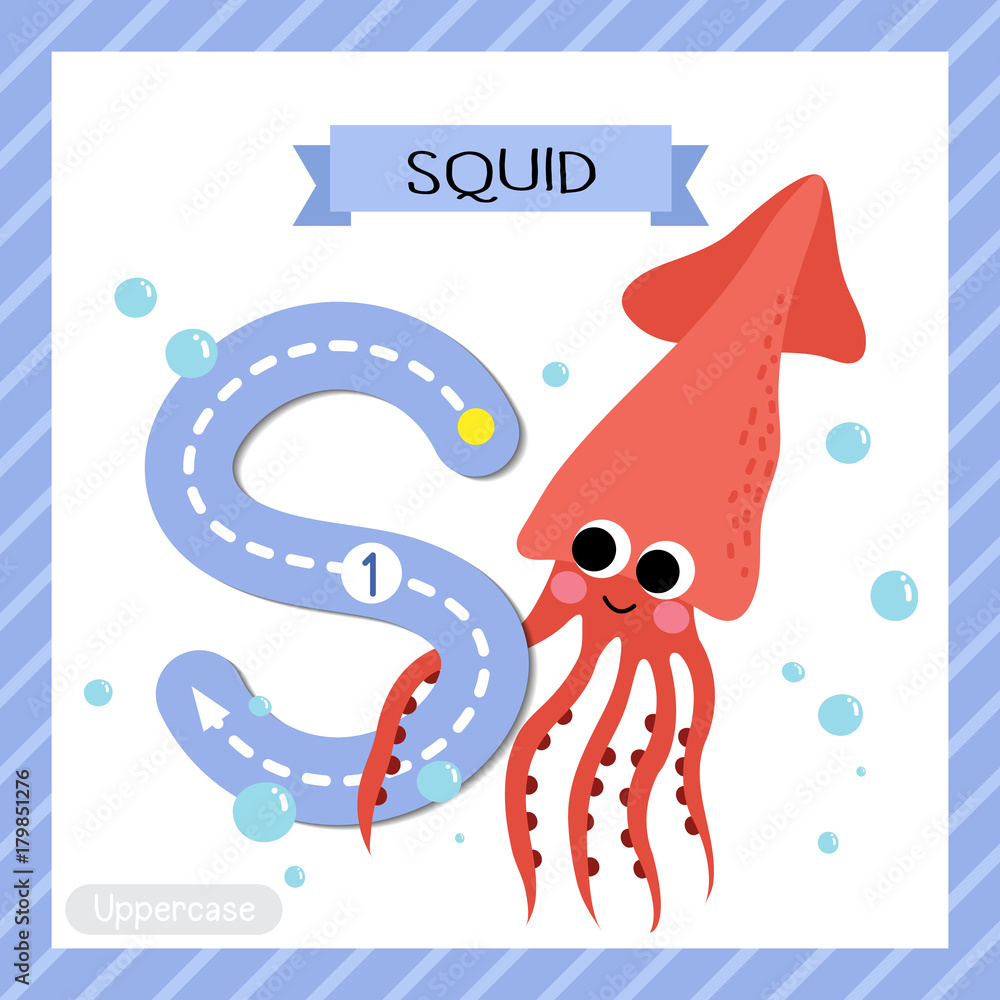 Letter S uppercase cute children colorful zoo and animals ABC alphabet ...