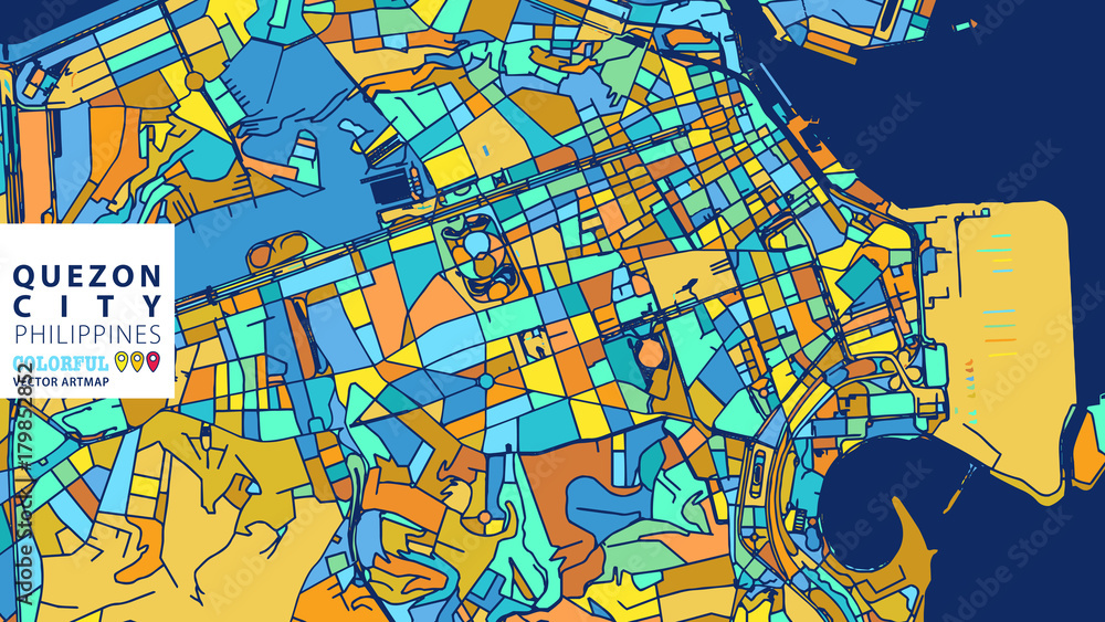 Quezon City, Philippines, Colorful Vector Artmap Stock Vector | Adobe Stock