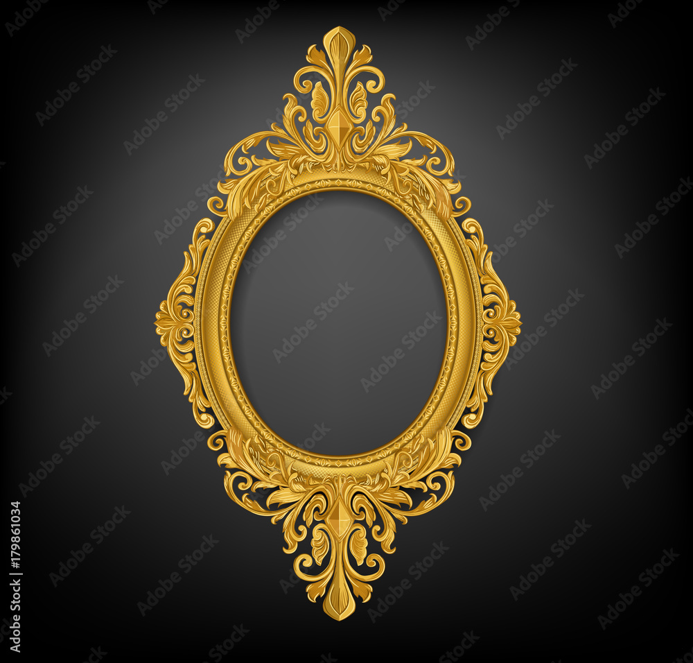 gold frame oval Stock Vector | Adobe Stock