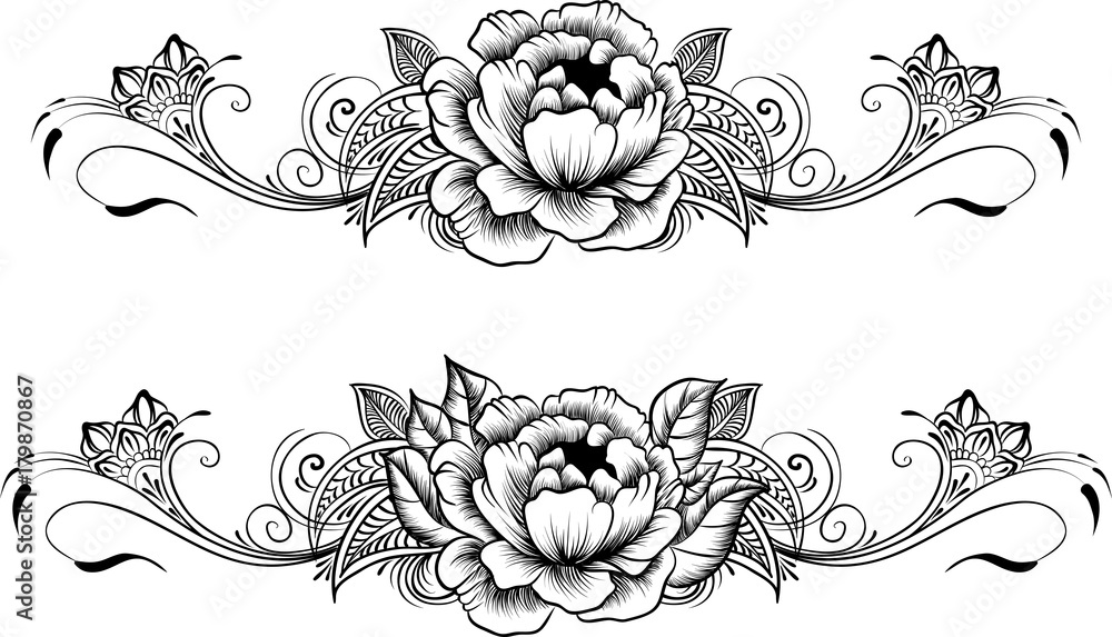 Ethnic indian line art border Stock Vector | Adobe Stock