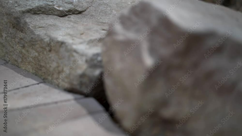 Construction zone detail showing the soldier course under construction ...