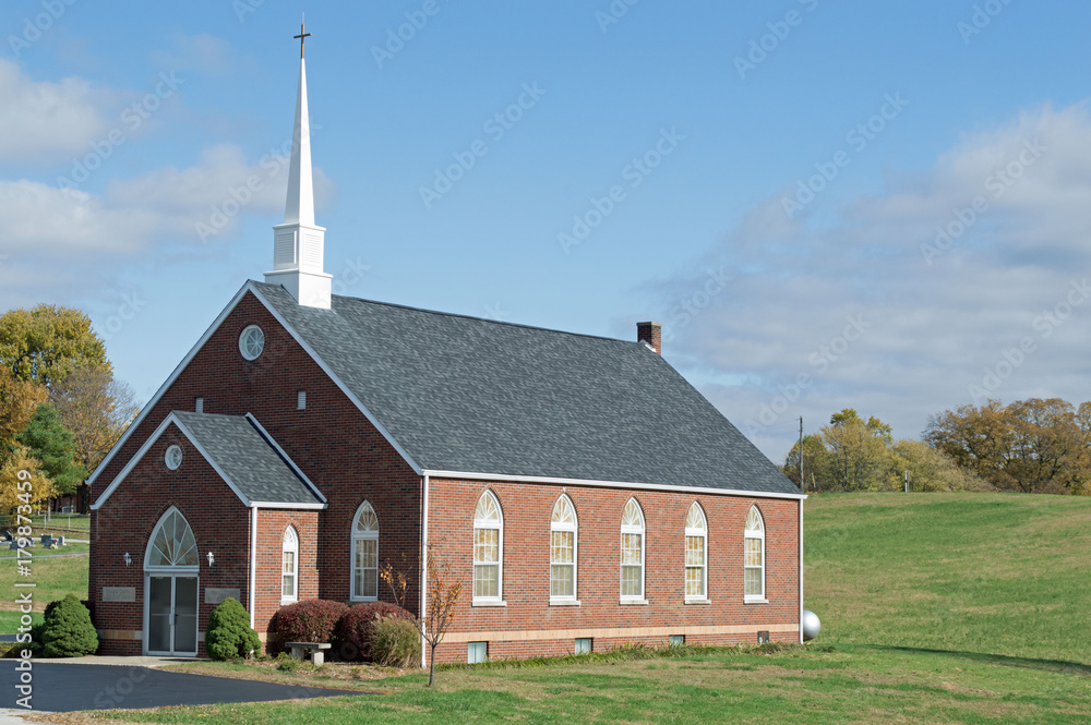 Christian landscape photo of a small country church in a rural setting ...