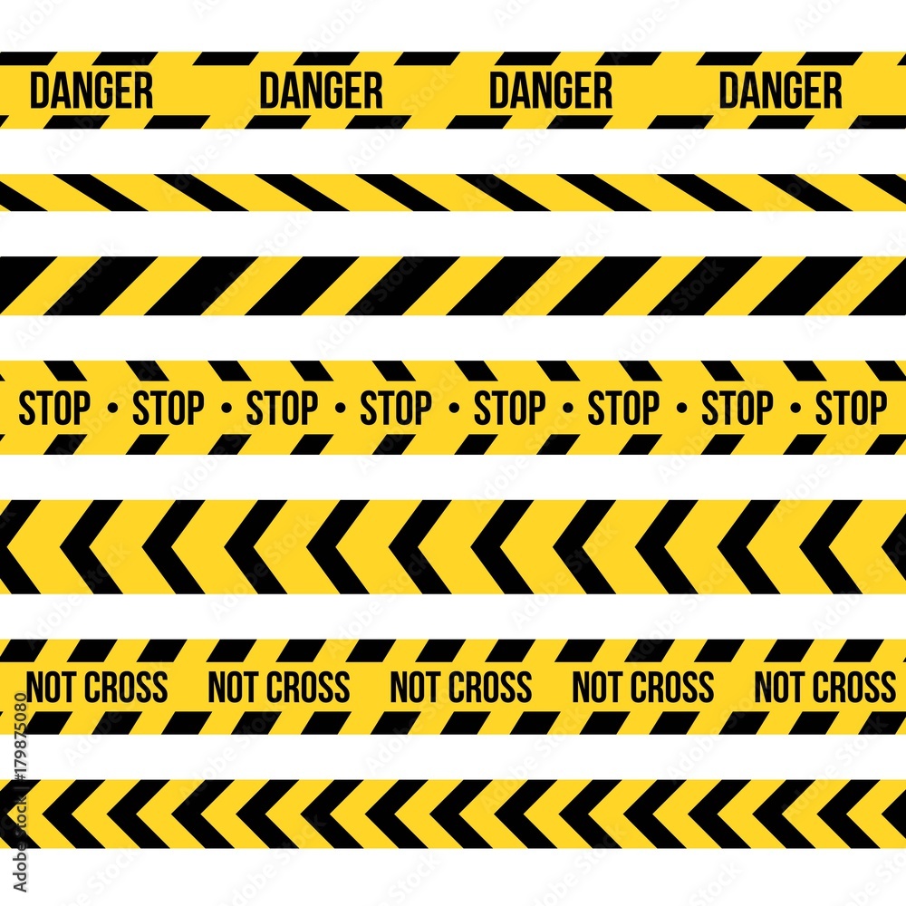 Creative vector illustration of black and yellow police stripe border ...
