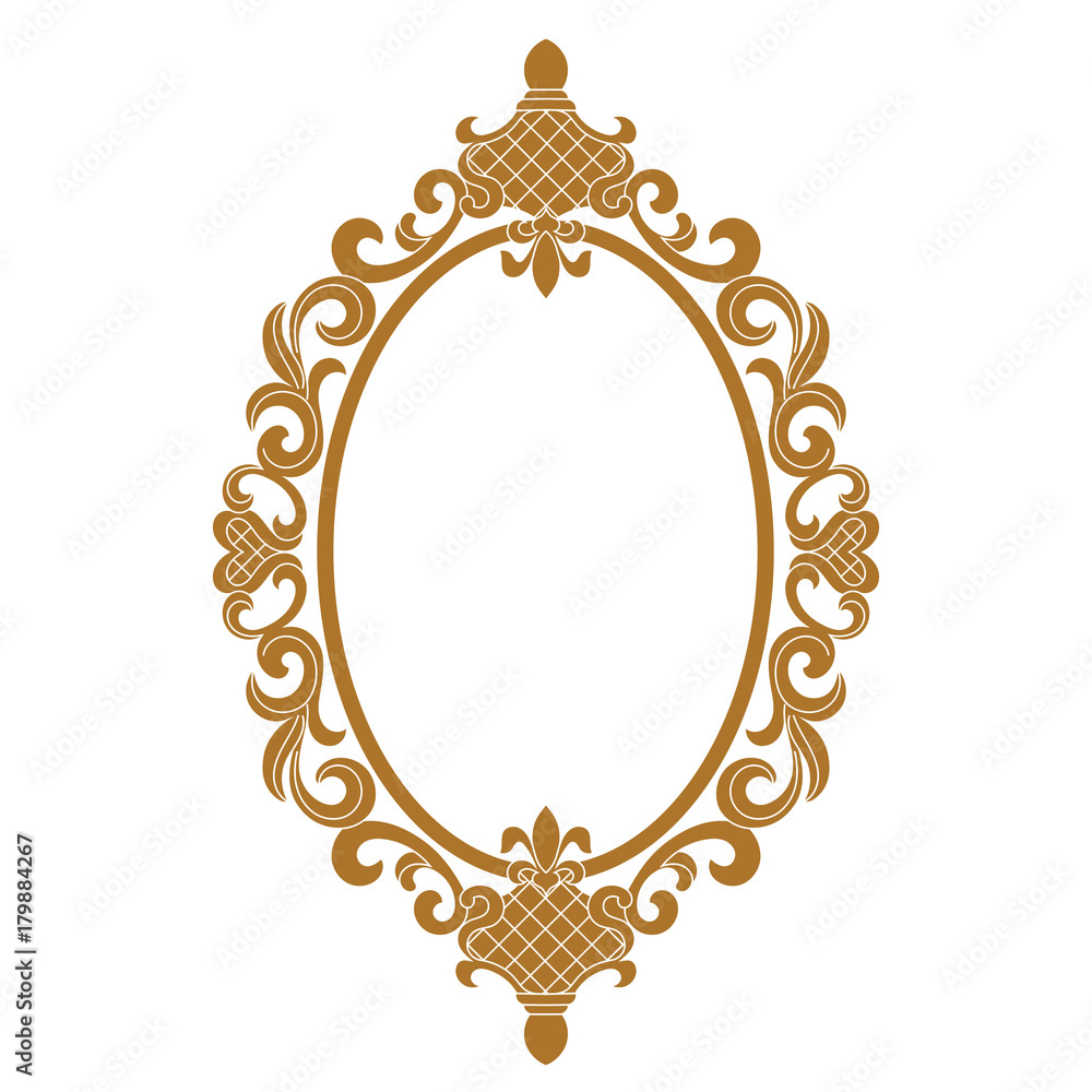 Golden vintage oval graphical frame in antique style. Vector. Stock ...